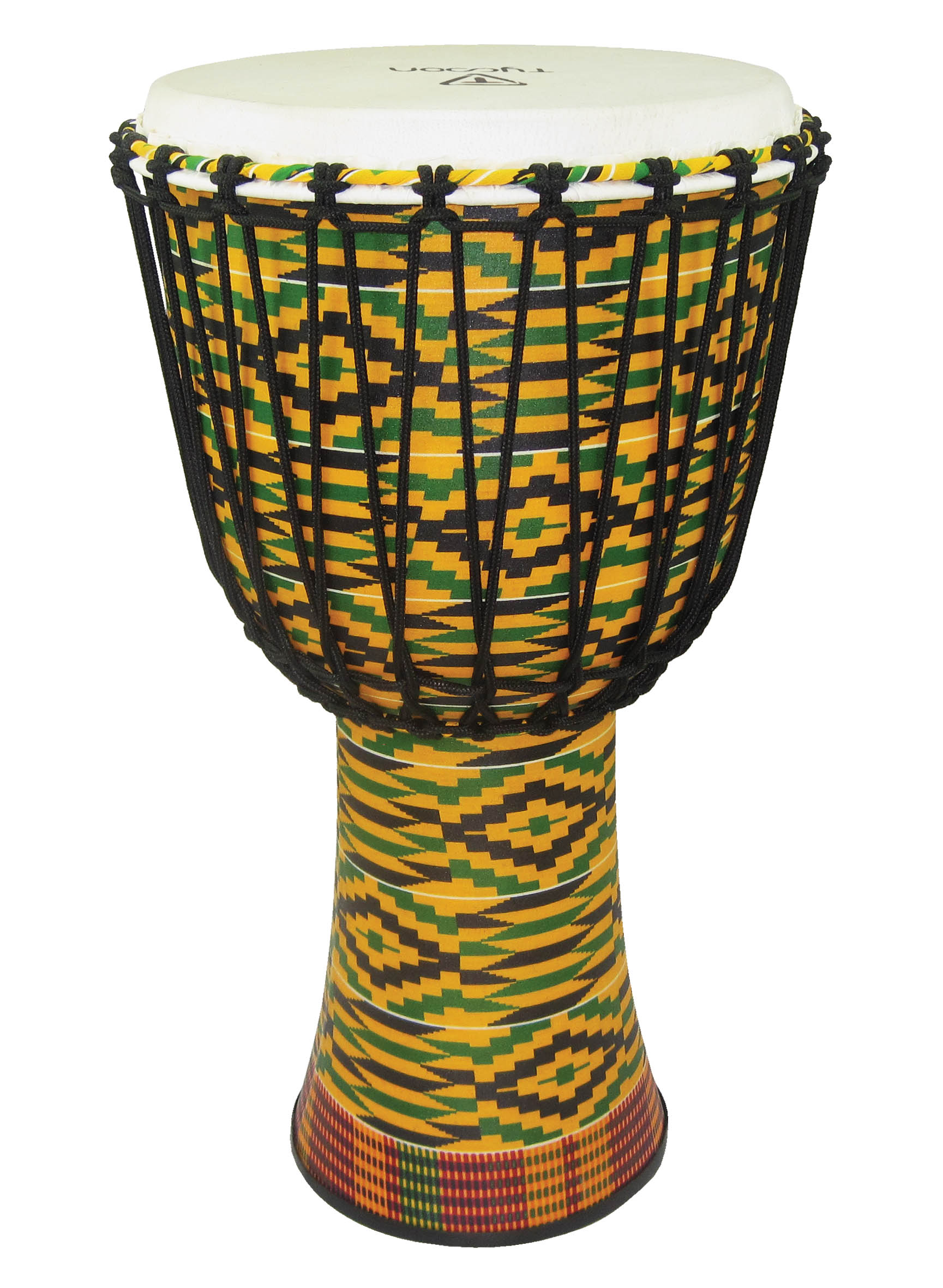 12 inch. Fiberglass Djembe - Rope Tuned Kente Finish - Willis Music Store