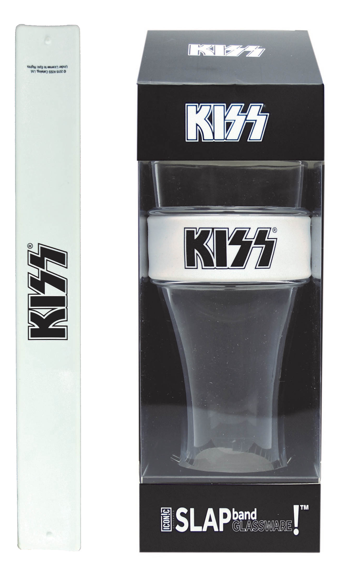 KISS Slap Band Single Pint Glassware White Band/Black Logo - Willis ...