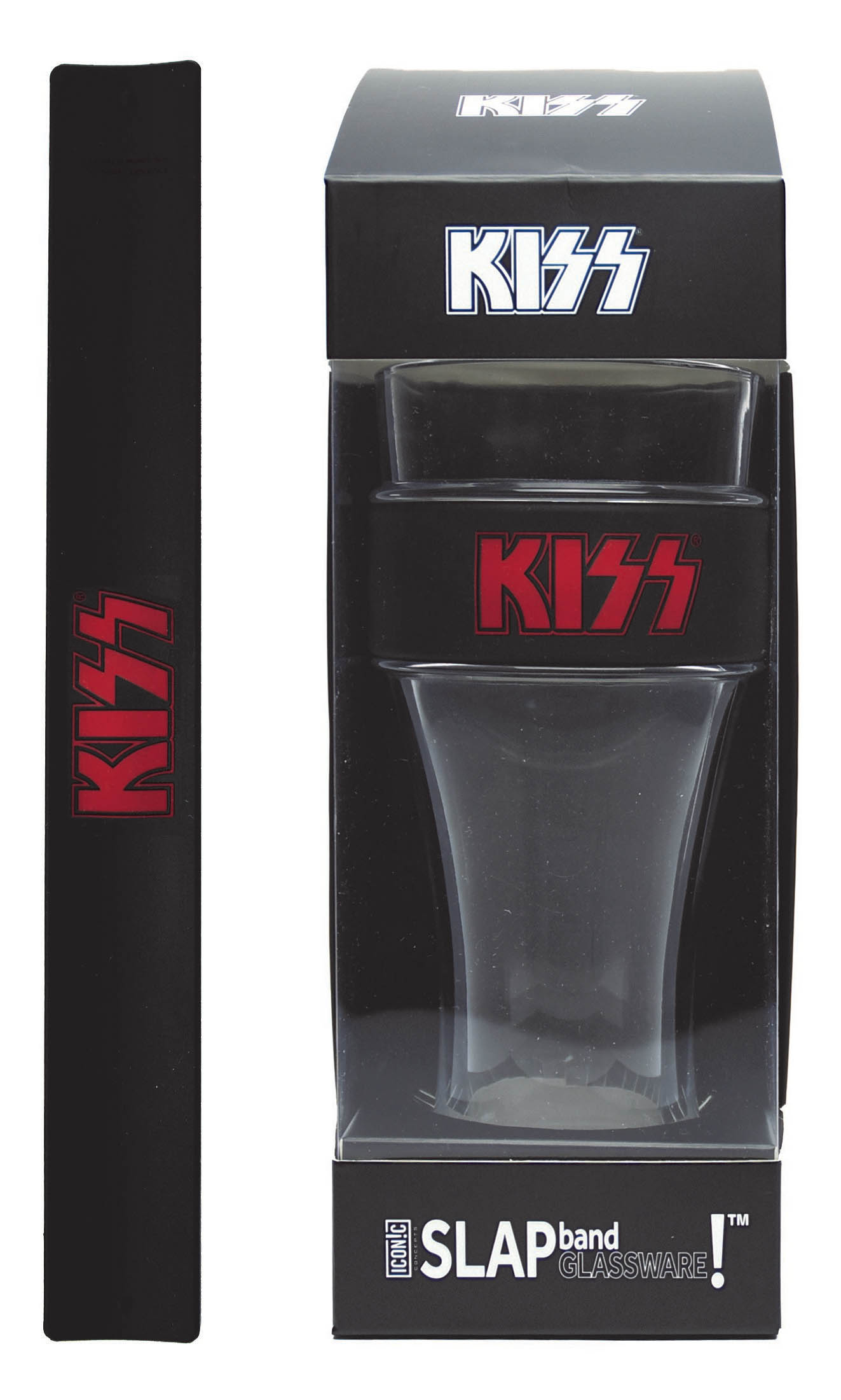 KISS Slap Band Single Pint Glassware Black Band/Red Logo - Willis Music ...