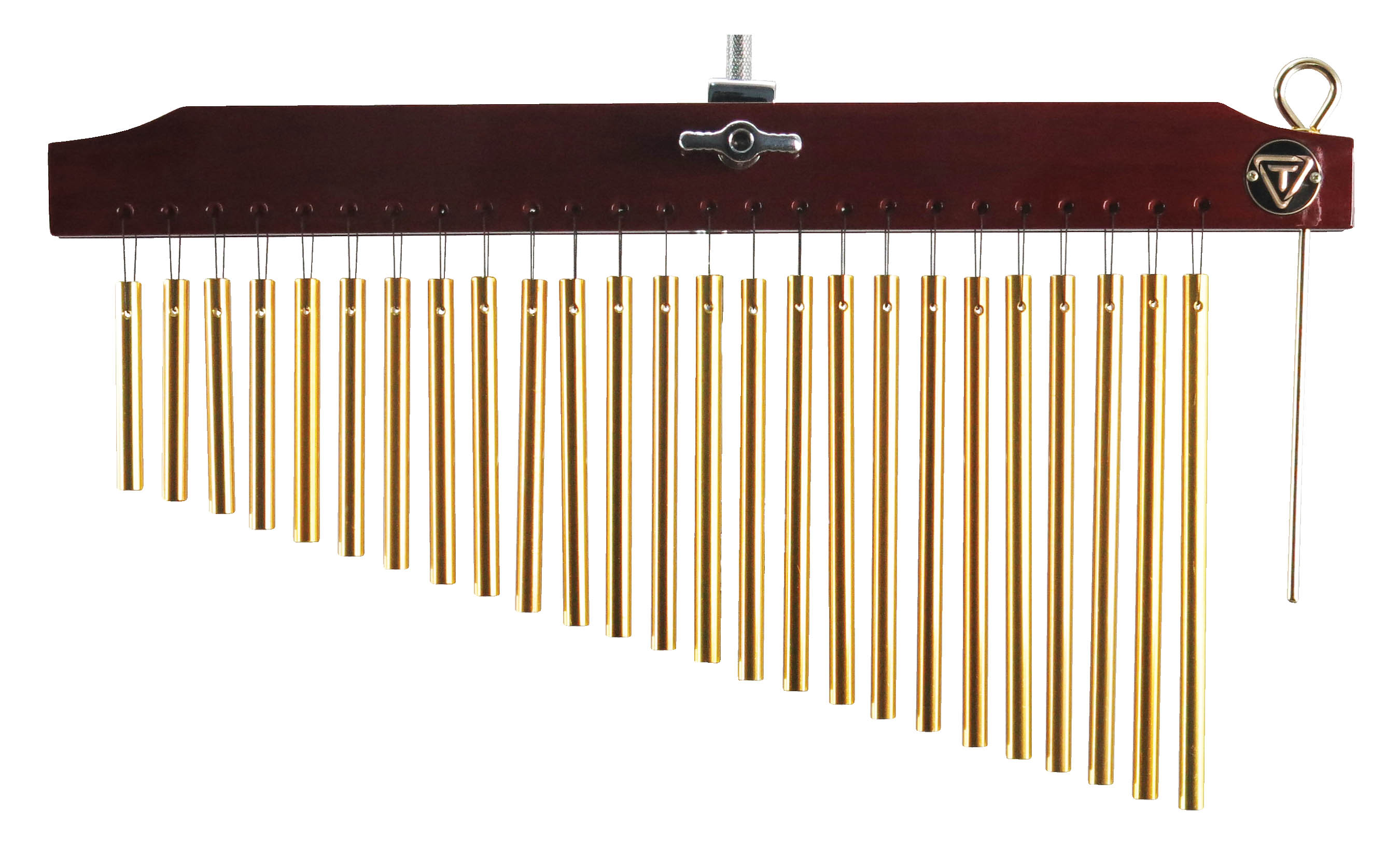 25 Gold Chimes with Brown Finish Wood Bar - Willis Music Store