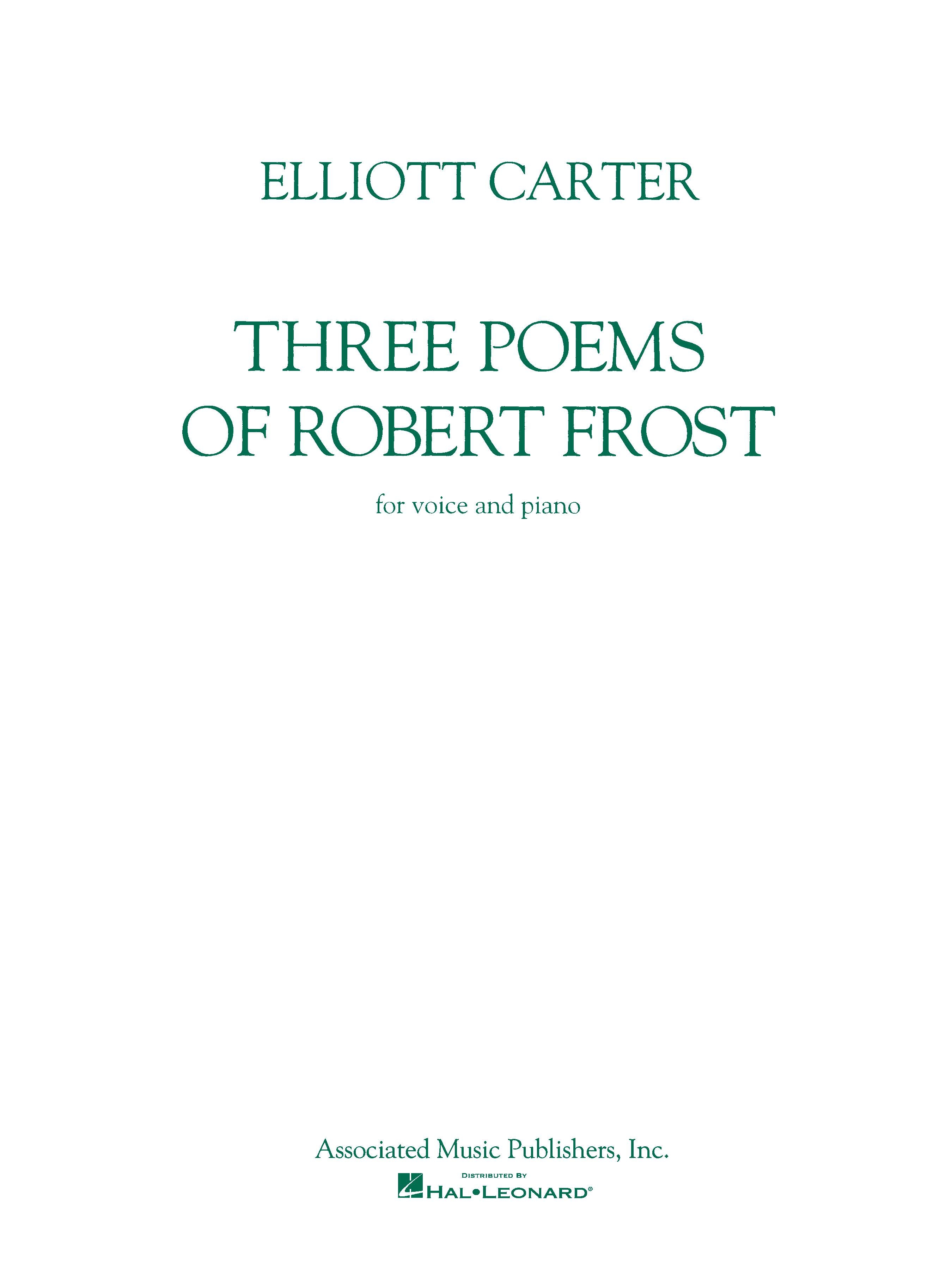 Three Poems of Robert Frost Voice and Piano - Willis Music Store