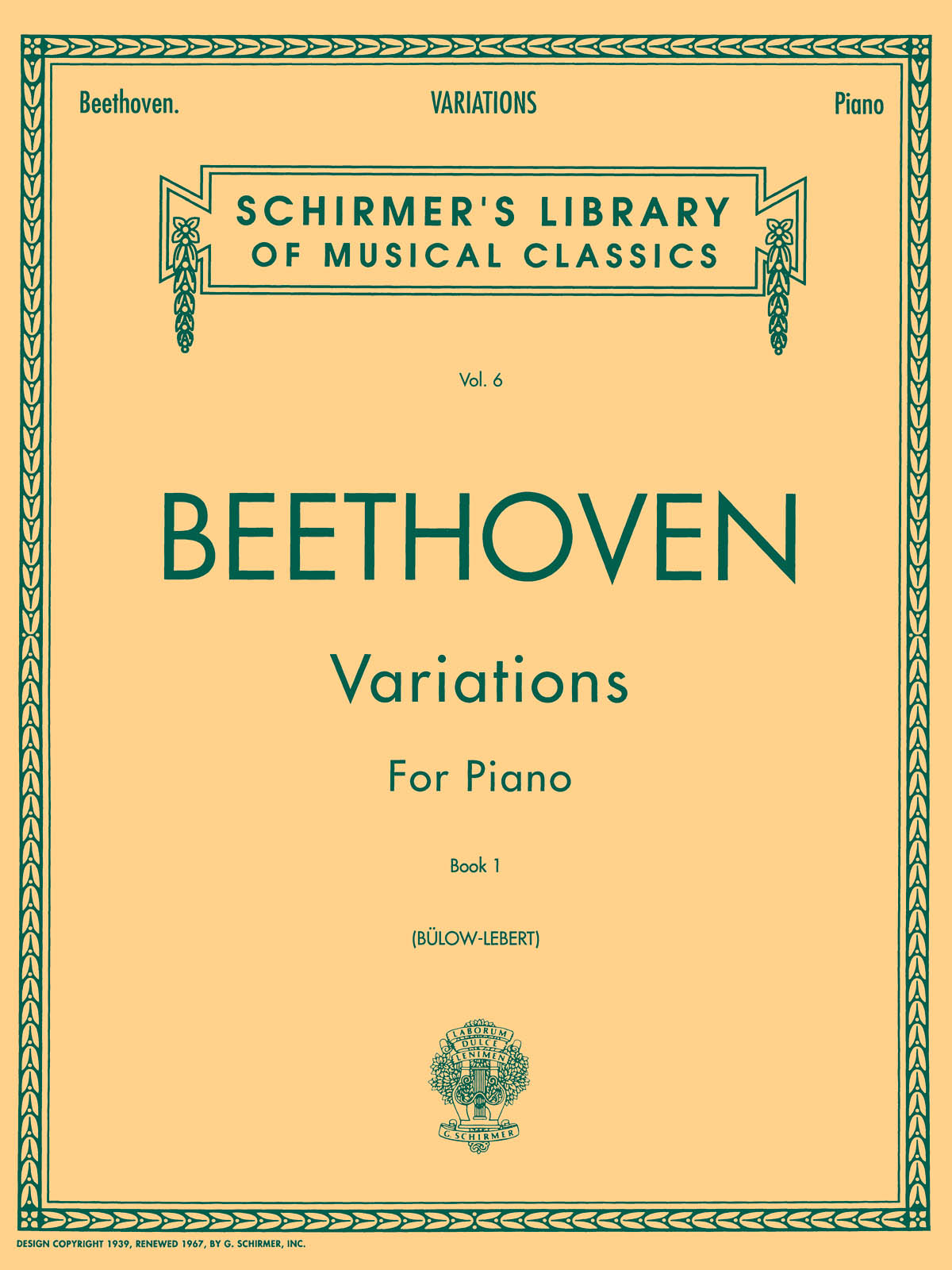 Variations - Book 1 Schirmer Library of Classics Volume 6 Piano Solo ...