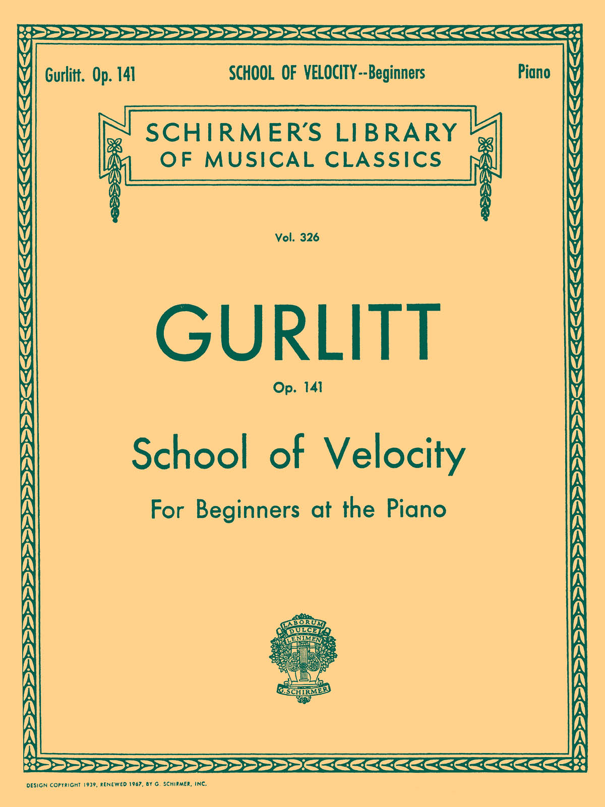 School of Velocity, Op. 141 Schirmer Library of Classics Volume 326 ...